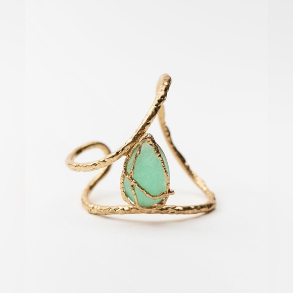 Zara | Jewelry | Zara Stone Arm Band Gold Turquoise | Poshmark